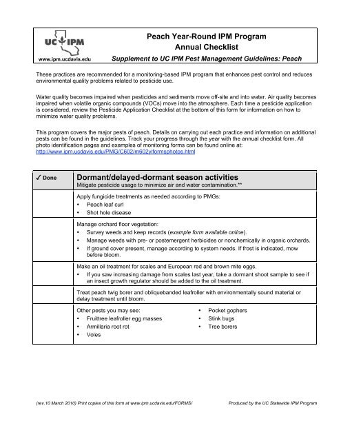 Annual checklist - UC Statewide IPM Program