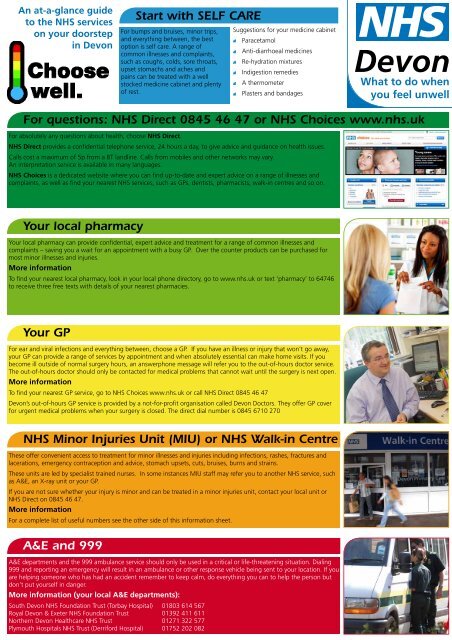 Choose Well A3 leaflet - NHS Devon