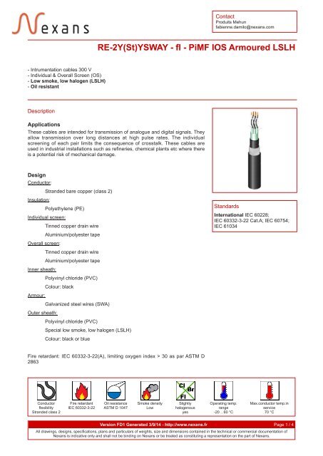 RE-2Y(St)YSWAY - fl - PiMF IOS Armoured LSLH - Nexans