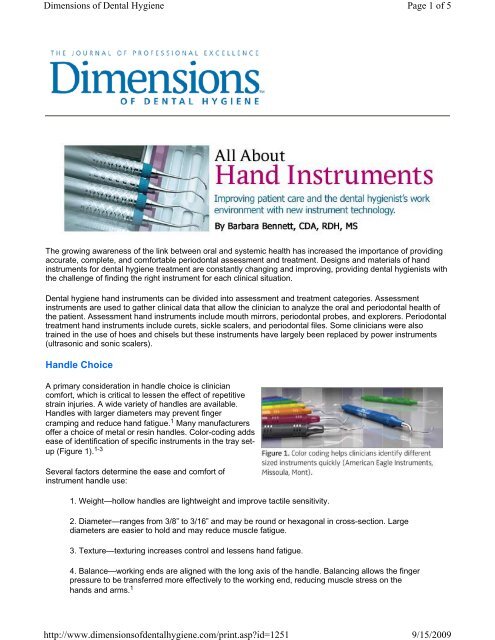 About Hand Instruments, Dimensions of Dental Hygiene 2008
