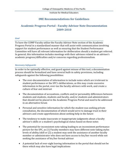 Recommendations for Faculty Advisor Notes in APP
