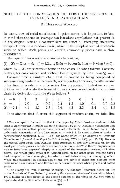 Short note by Holbrook Working