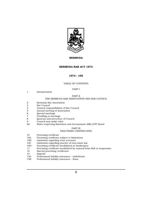 Bermuda Bar Act 1974 - Bermuda Laws Online