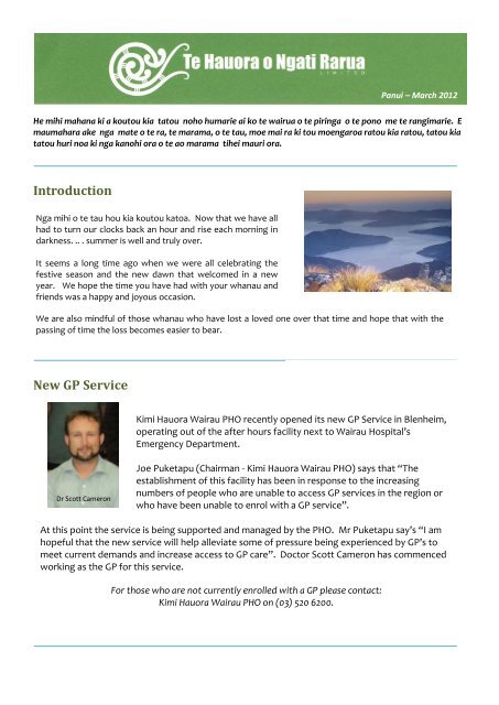 Introduction New GP Service - Te Hauora o Ngati Rarua