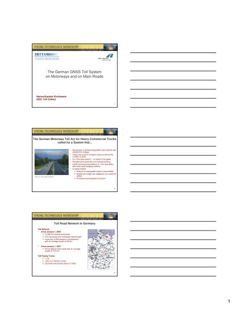 The German GNSS Toll System on Motorways and on Main Roads