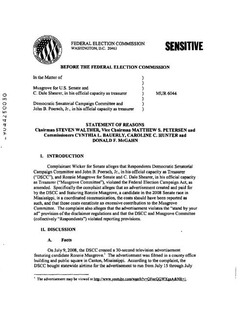 Statement of Reasons