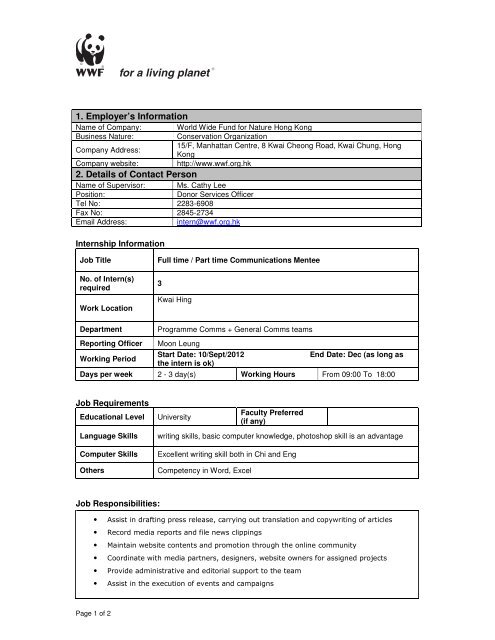 1. Employer's Information 2. Details of Contact Person