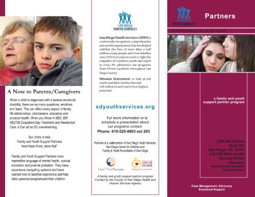 Sample Brochure for San Diego Youth Service Partners Program