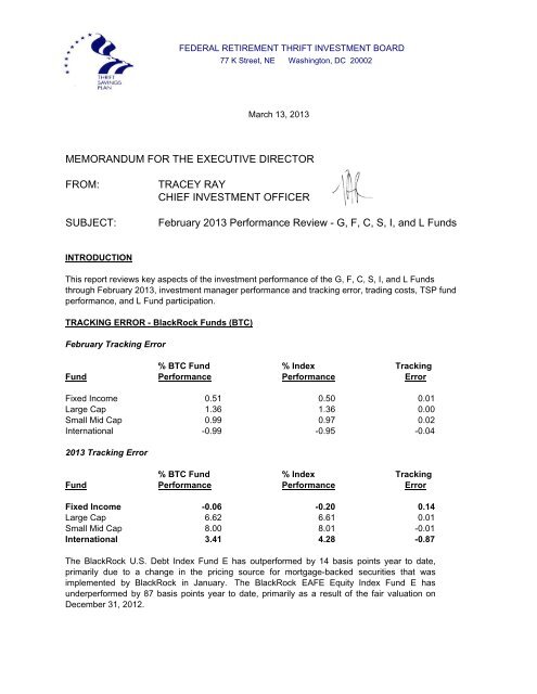 February - Federal Retirement Thrift Investment Board