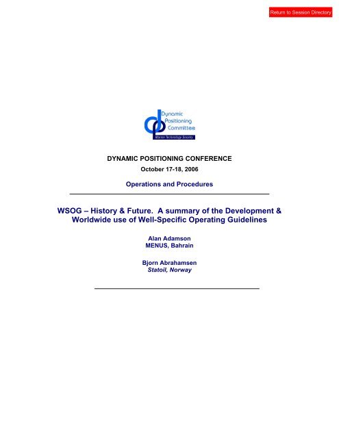 WSOG - Dynamic Positioning Committee of the MTS