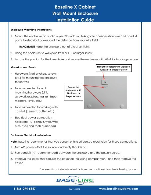 X Cabinet Installation Guide - Baseline Systems