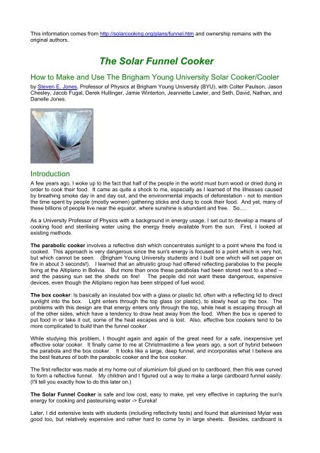 The Solar Funnel Cooker - Uduchowieni