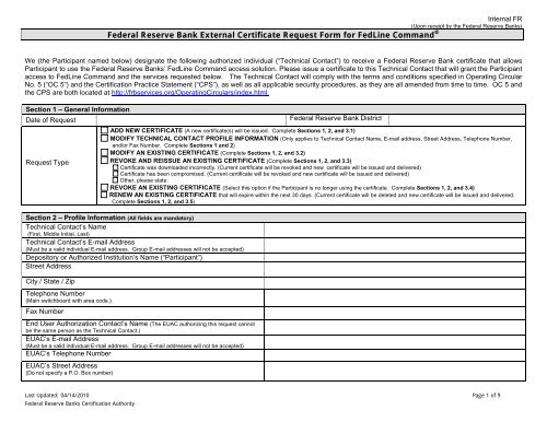 Federal Reserve Bank External Certificate ... - FRBservices.org