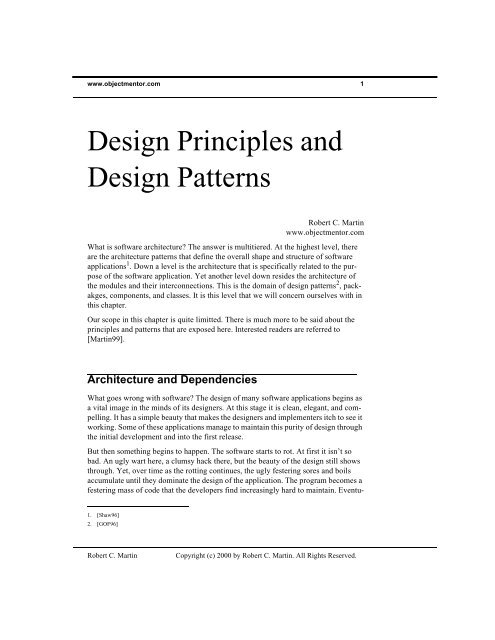 Design Principles and Design Patterns - Object Mentor
