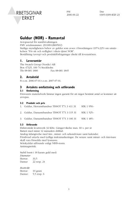 Guldur (NOR) - Ramavtal - Arbetsgivarverket