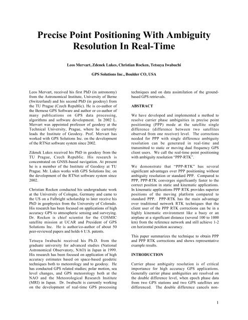 Precise Point Positioning With Ambiguity Resolution In Real-Time