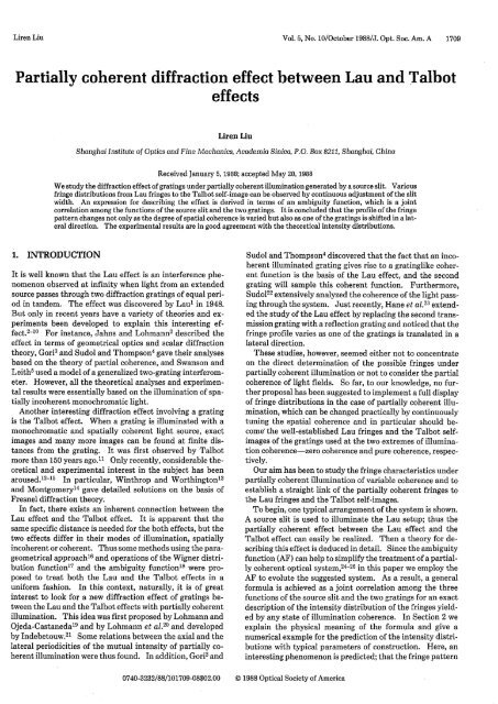 Partially Coherent Diffraction Effect Between Lau And Talbot Effects