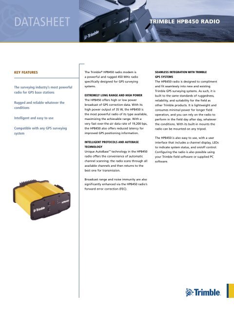 DATASHEET Trimble HPb450 Radio
