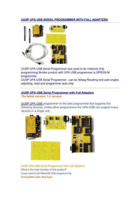uusp upa usb serial programmer with full adapters - My PDF Search ...