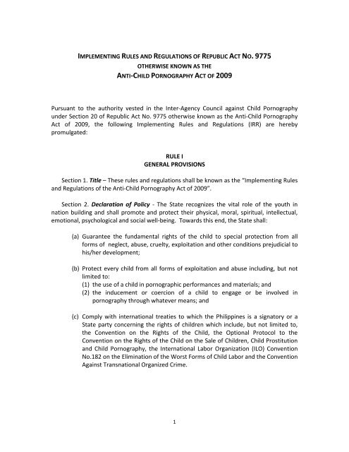 implementing rules and regulations - The Inter-Agency Council ...