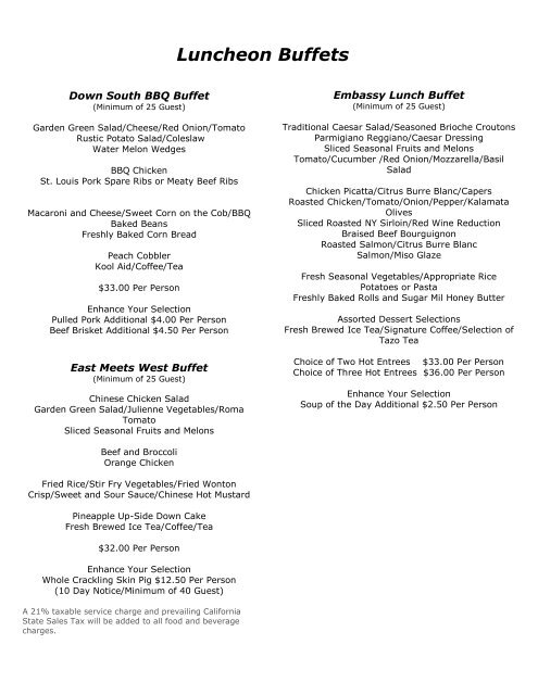 Luncheon BuffetsDown Sout