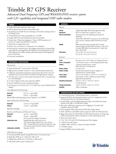 Trimble R7 GPS Receiver - Advanced Geodetic Surveys, Inc.