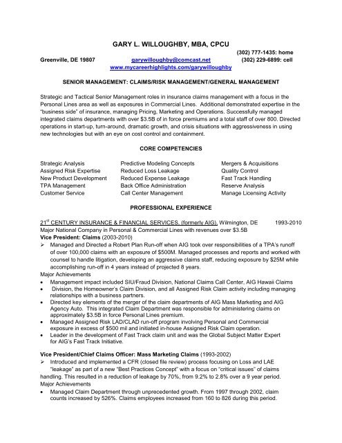 My Resume - MyCareerHighlights.com