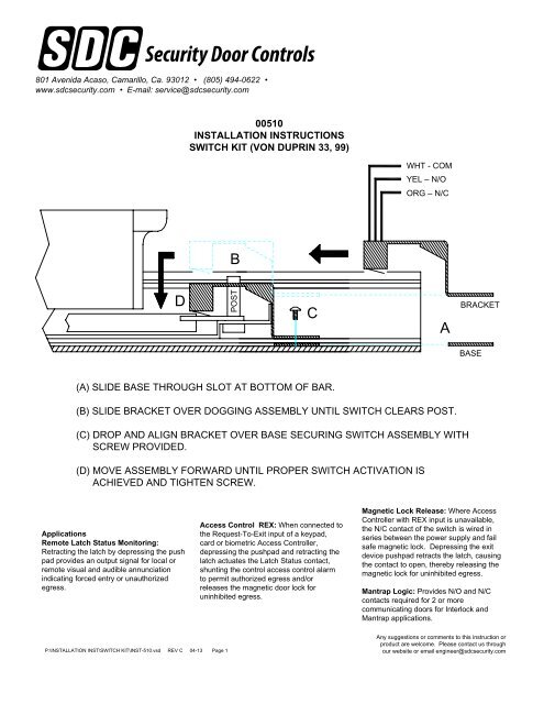 Installation - SDC Security Door Controls