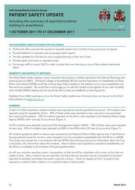 Updated Patient Safety Event Collection Reporting System Patient