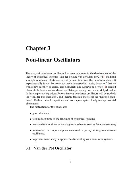 Chapter 3 Non-linear Oscillators