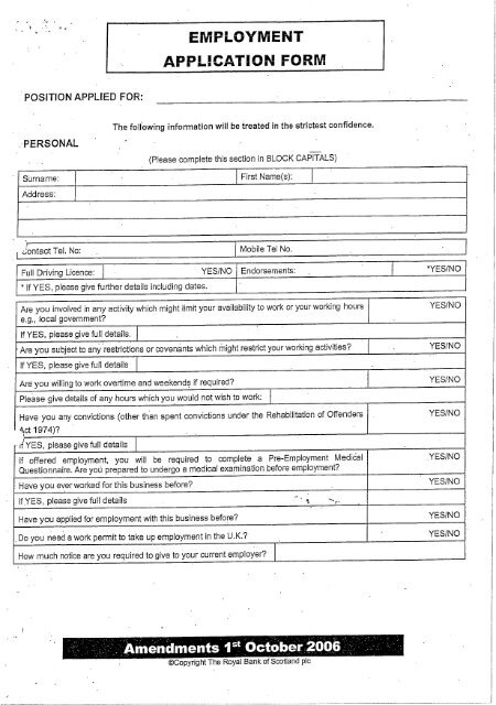 Employment application form - GF Lift Hydraulics