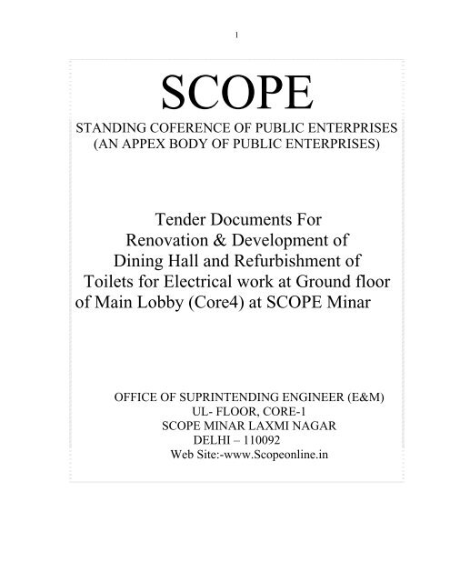 Tender Documents For Renovation & Development of ... - scope