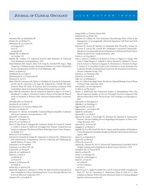 Volume 24 - 2006 - Journal of Clinical Oncology