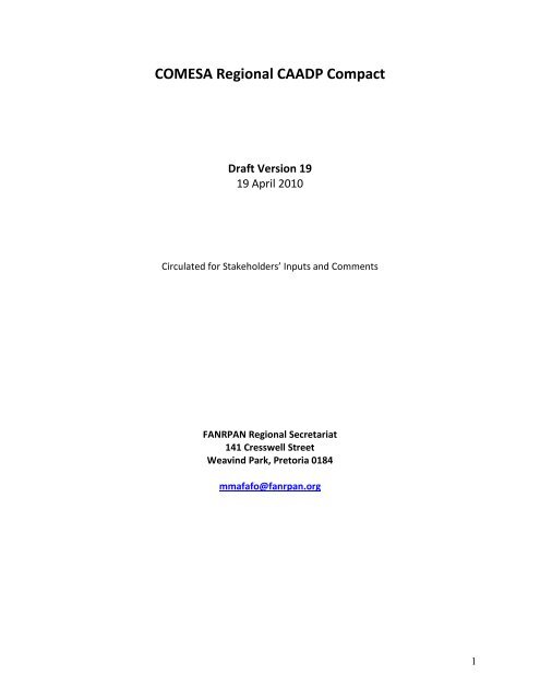 COMESA Regional CAADP Compact - FANRPAN