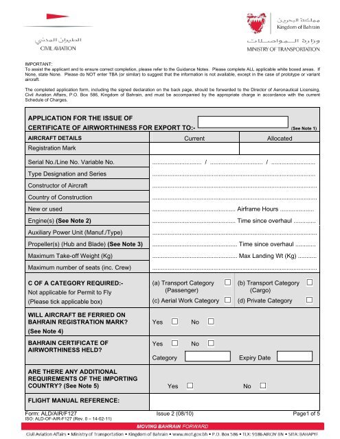 Yes No Yes No Yes - Ministry of Transportation - Kingdom of Bahrain