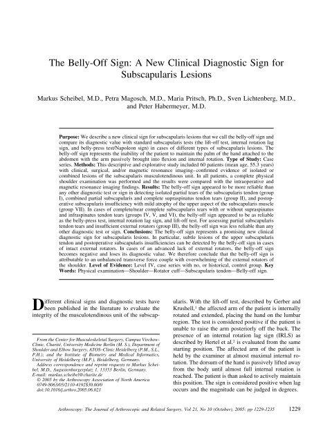 The Belly-Off Sign - Daniel J. Prohaska, MD