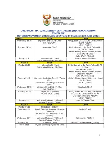1 2011 national senior certificate (nsc) examination timetable ...