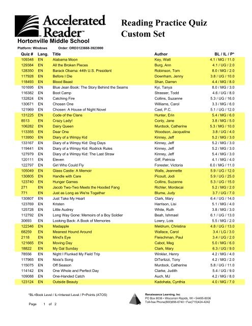 Reading Practice Quiz Custom Set