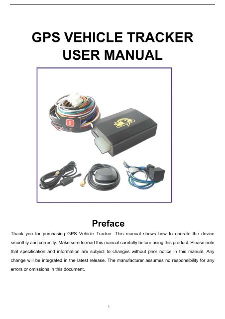 GPS VEHICLE TRACKER USER MANUAL