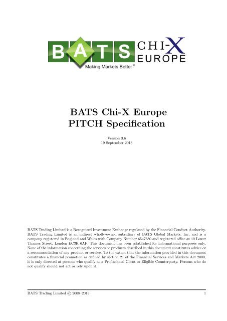 TCP PITCH Specification - BATS Exchange