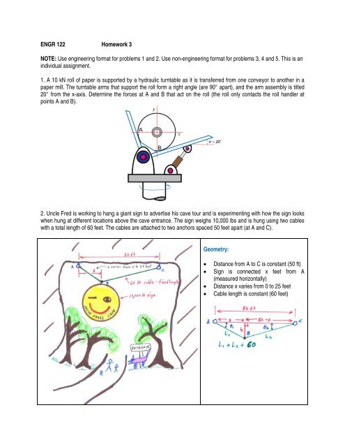 ENGR 122 Homework 3 NOTE: Use engineering format for ...