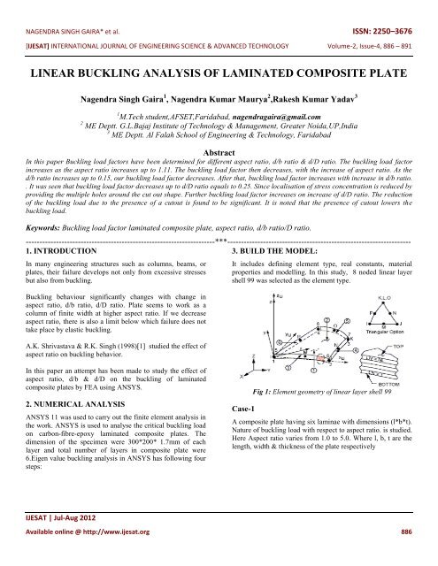 Linear Buckling Analysis of Laminated Composite Plate - IJESAT