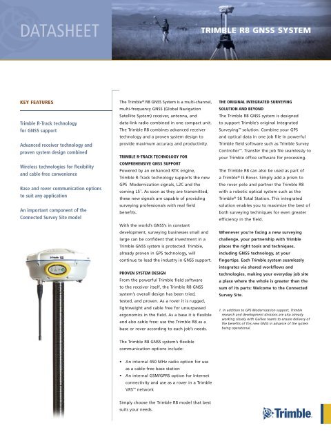 DATASHEET TRIMBLE R8 GNSS SYSTEM - Advanced Geodetic ...
