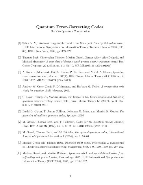 Quantum Error Correcting Codes Magma 2192
