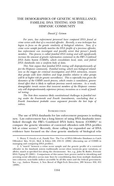 The Demographics of Genetic Surveillance: Familial DNA Testing