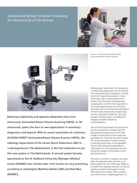 Automated Breast Volume Scanning 3d Ultrasound Of The Breast