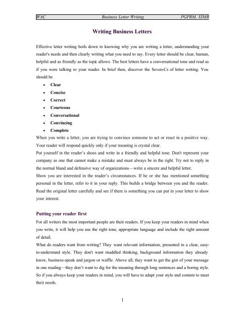 Business Letter Writing
