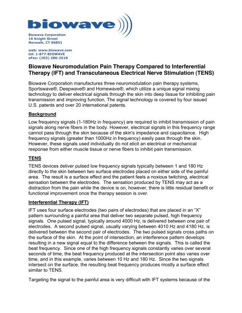 Download White Paper - Biowave vs. Interferential Therapy and TENS