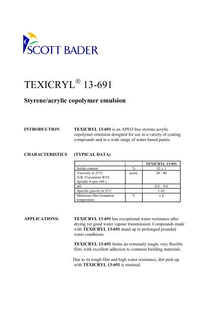 Data Sheet Texicryl 13-691 - Scott Bader