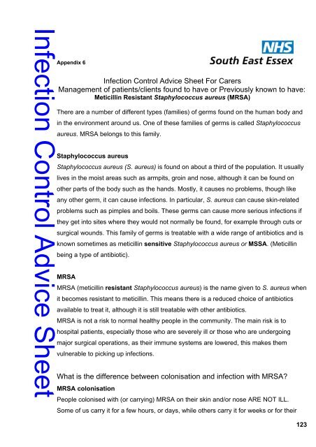 Infection Control Advice